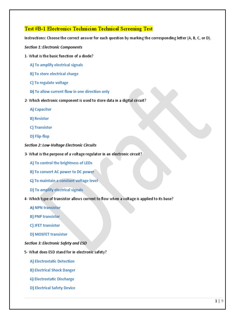 Electronics Tests #2 Version 2 | PDF