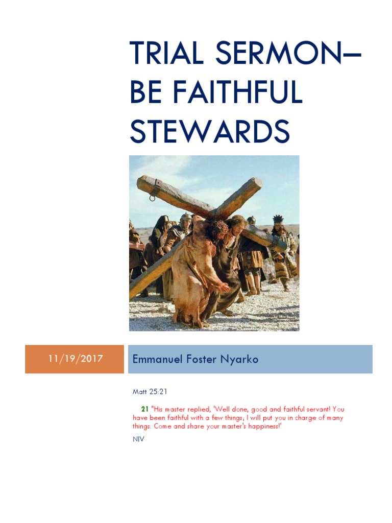 SERMON - Be Faithful Stewards | PDF | Jesus | God