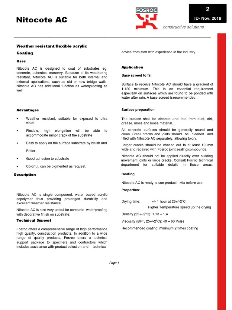 Nitocote AC - TDS | PDF
