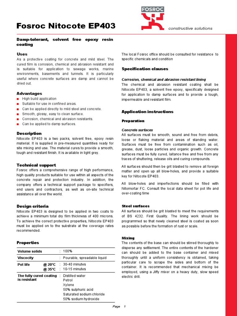 Nitocote EP403 - TDS | PDF