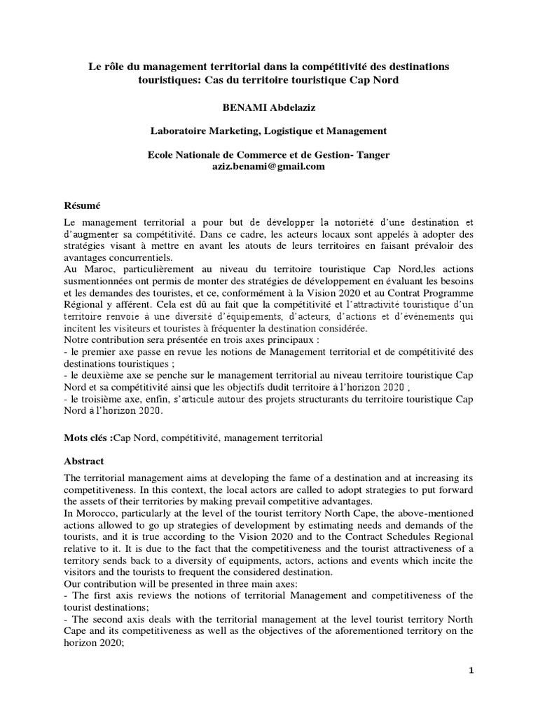 Management territorial et compétitivité Cap Nord | PDF | Affaires | Droit