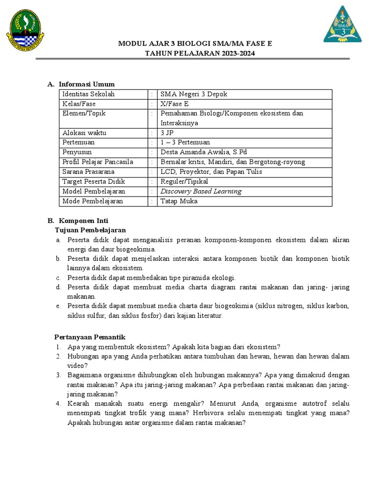 X-Bio-Modul Ajar 1 Biologi Sma CP4 | PDF