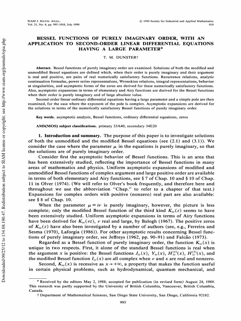 Bessel Functions Of Purely Imaginary Order Pdf