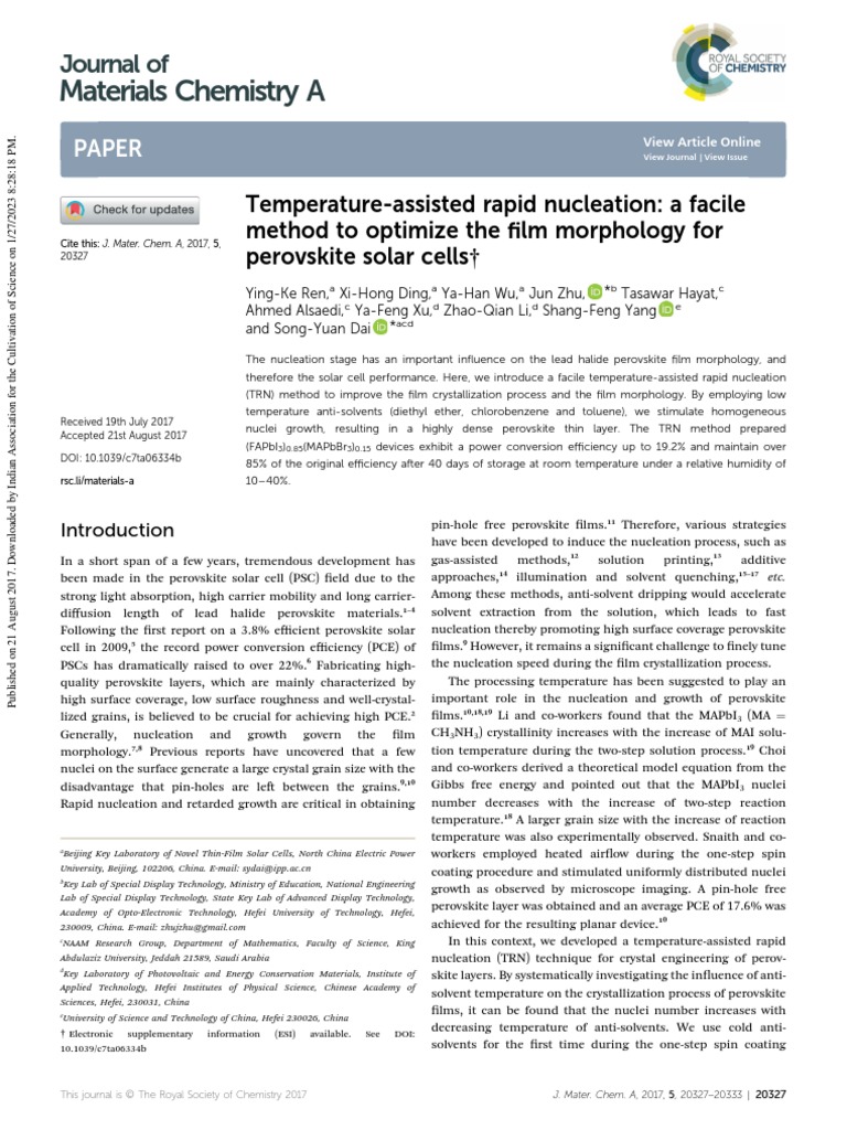 Temperature Assisted Rapid Nucleation | PDF