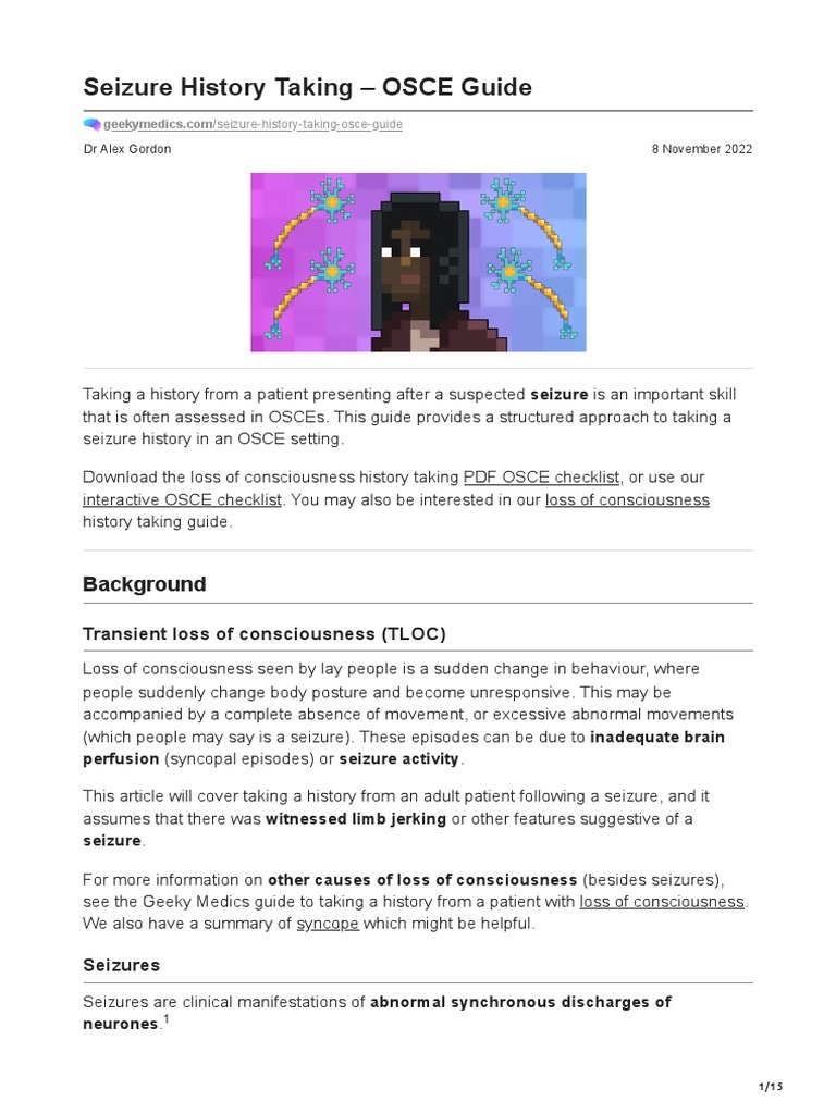 Seizure History Taking OSCE Guide | PDF | Epilepsy | Nervous System
