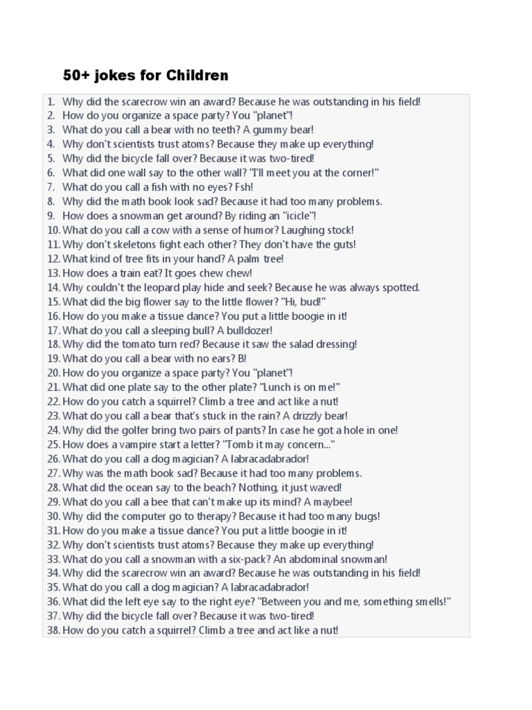 50 Plus Jokes For Children | PDF | Home & Garden | Art