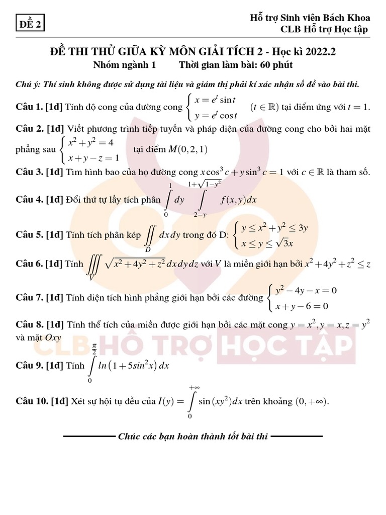 GT2 NN1 Đề 2 đáp án | PDF