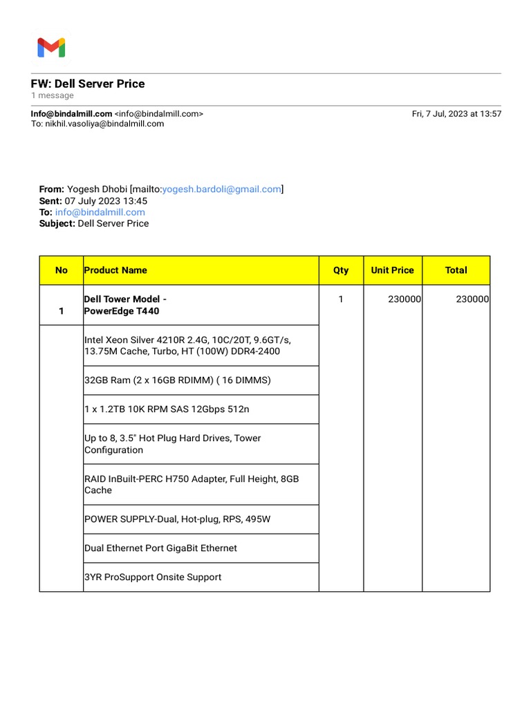 Dell Server Final Quotation | PDF