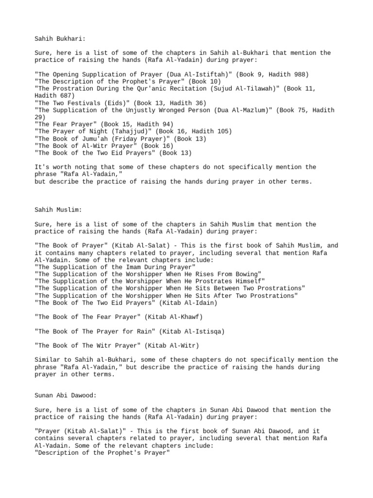 Rafa Yadain Hadith References in Bukhari | PDF | Hadith | Banu Hashim