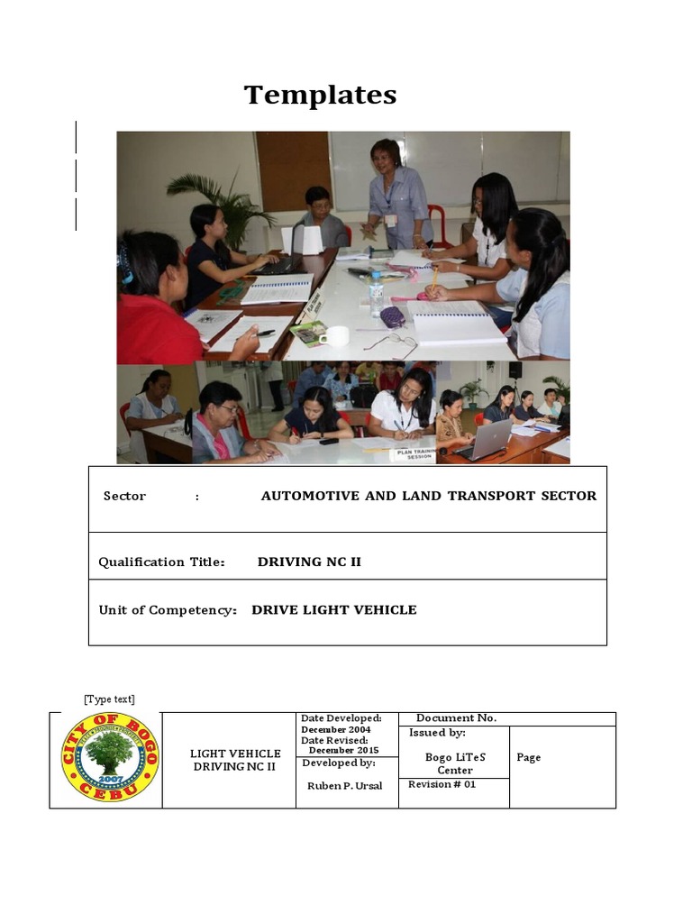 Driving NC II Training Templates | PDF | Room | Recipe