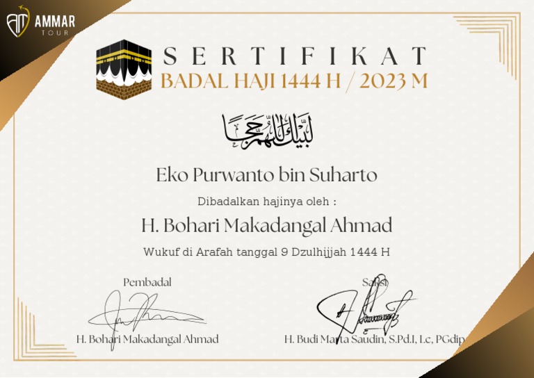 Contoh sertifikat badal haji | PDF