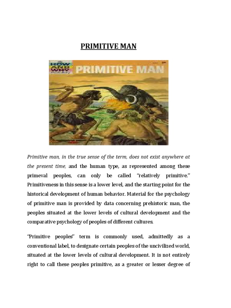 Primitive Man | PDF | Sociocultural Evolution | Thought