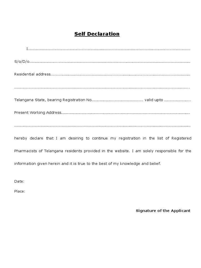 Self Declaration | PDF