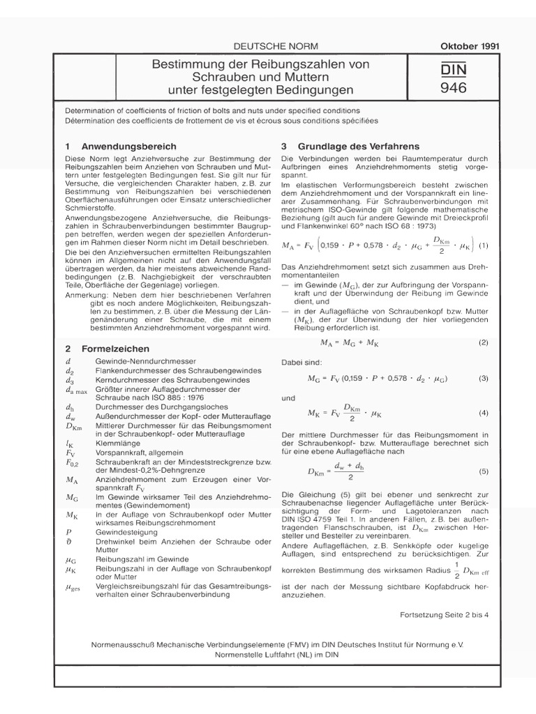 Din 946 1991-10 | PDF