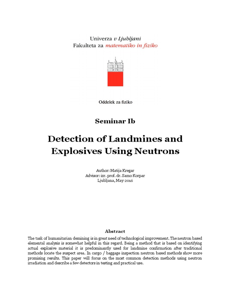 Detection of Landmines and Explosives Using Neutrons | PDF