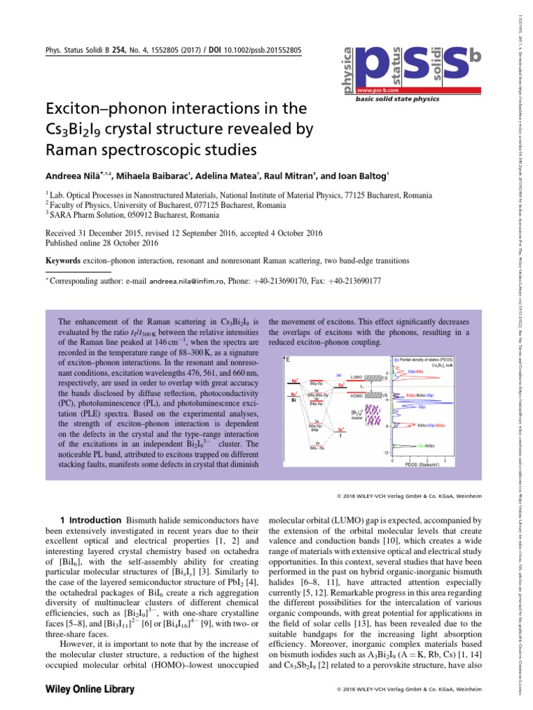 Physica Status Solidi B - 2016 - Nil - Exciton Phonon Interactions in ...