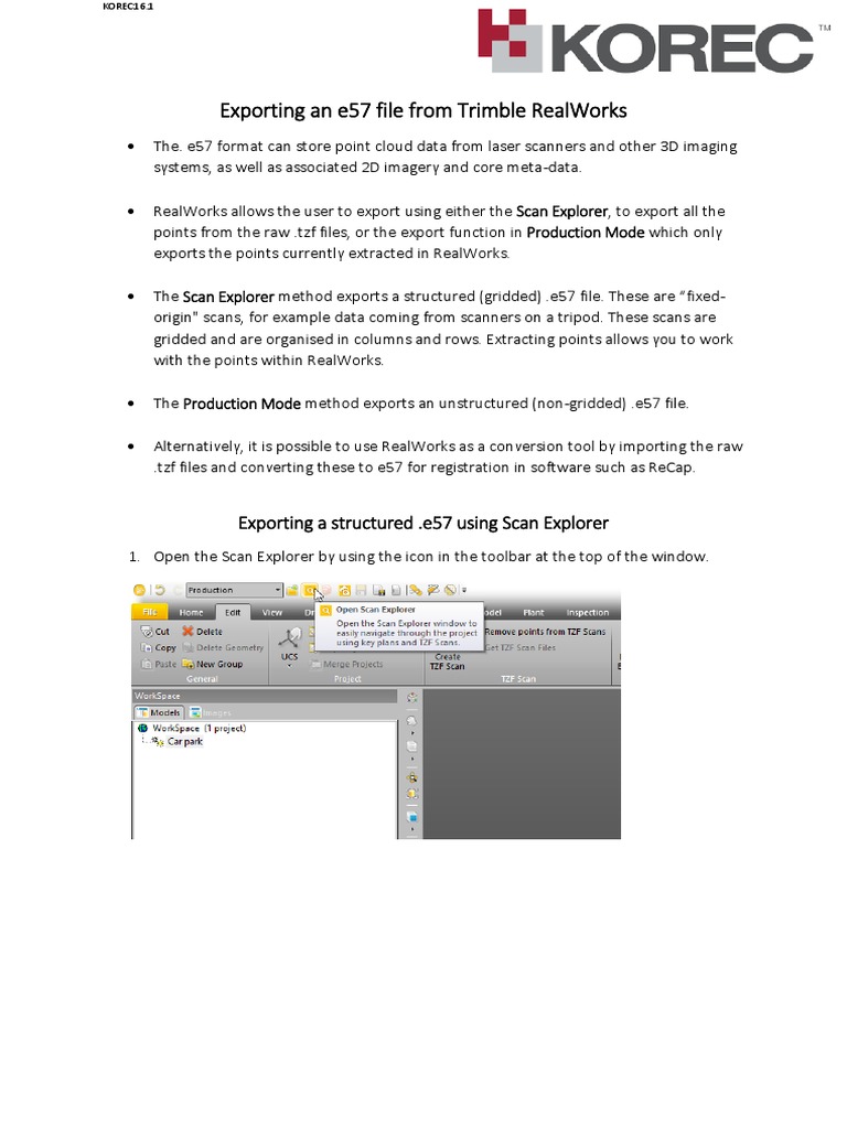 16.1 Exporting An E57 From RealWorks | PDF