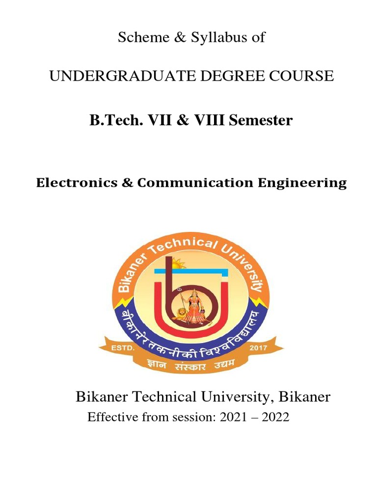 10 ECE Scheme Syllabus VII VIII Sem. | PDF