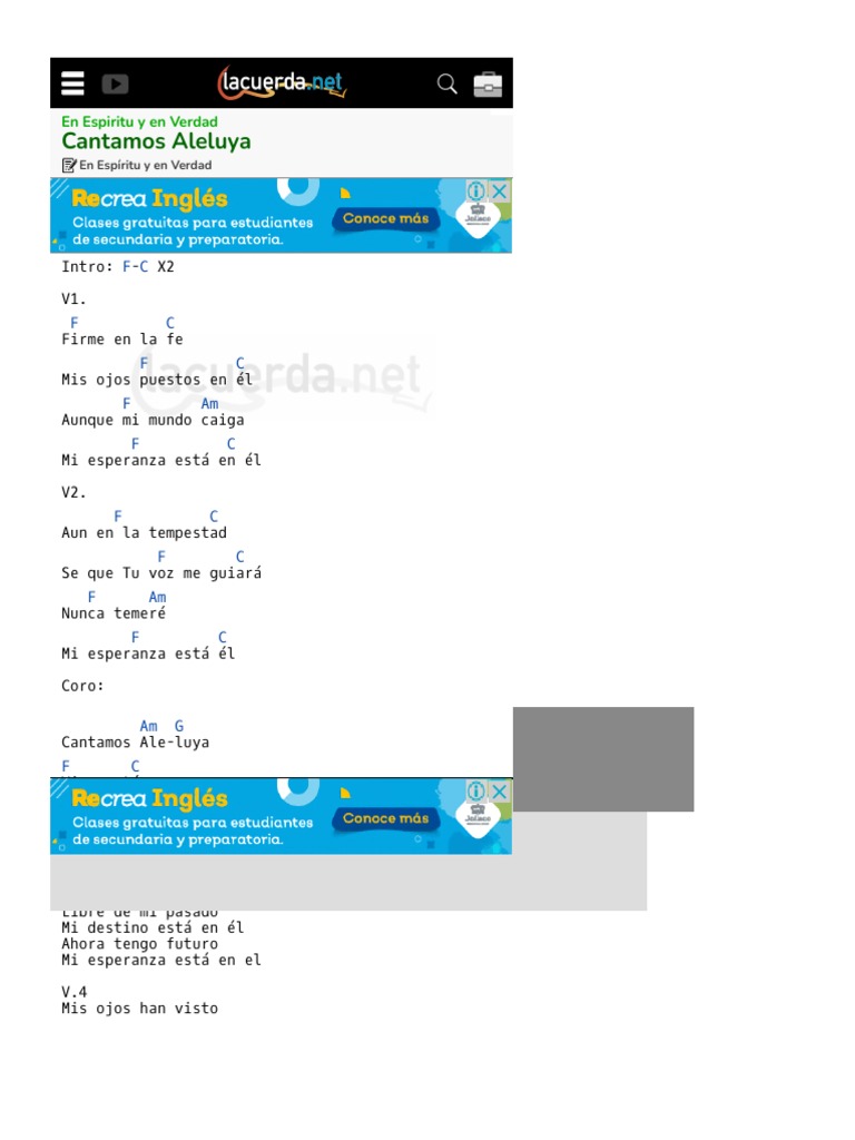 CANTAMOS ALELUYA, en Espiritu y en Verdad - Acordes | PDF