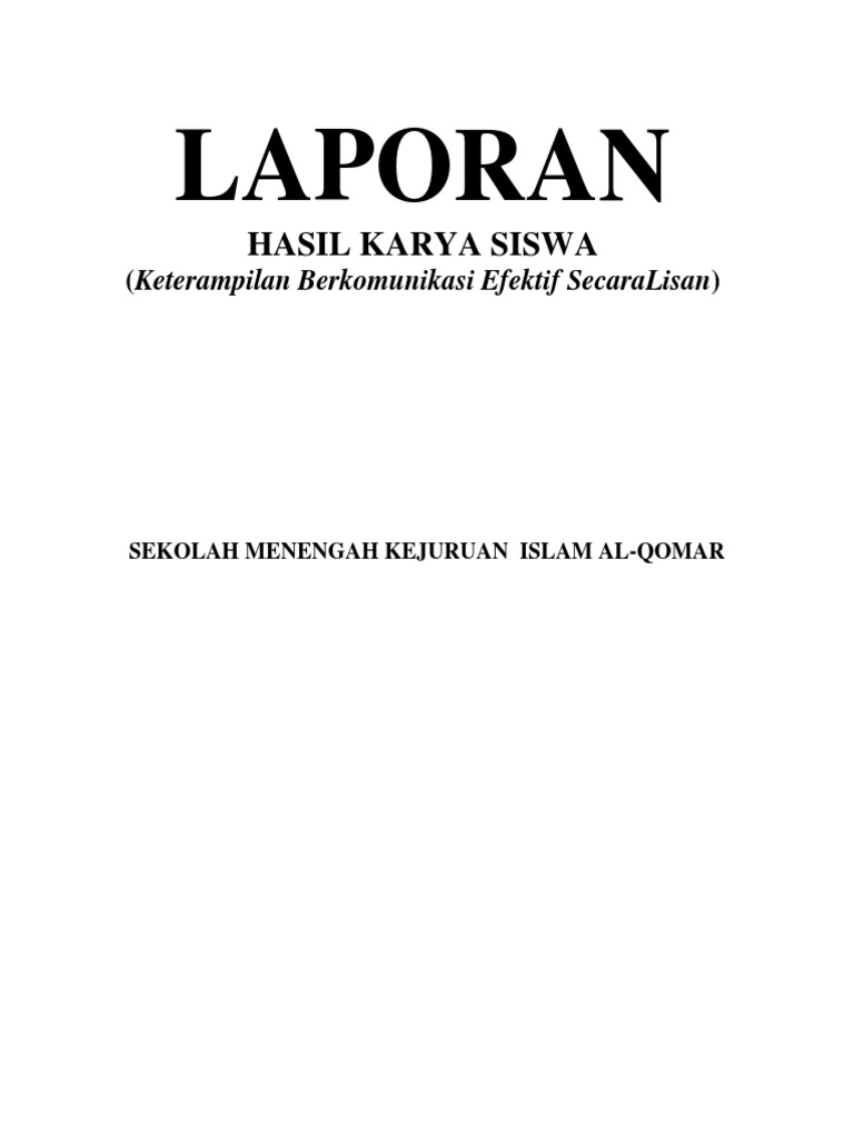 Laporan Hasil Karya Siswa Secara Lisan 1 Pdf