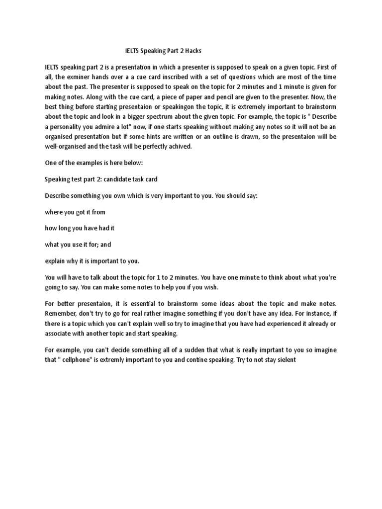 IELTS Speaking Part 2 | PDF