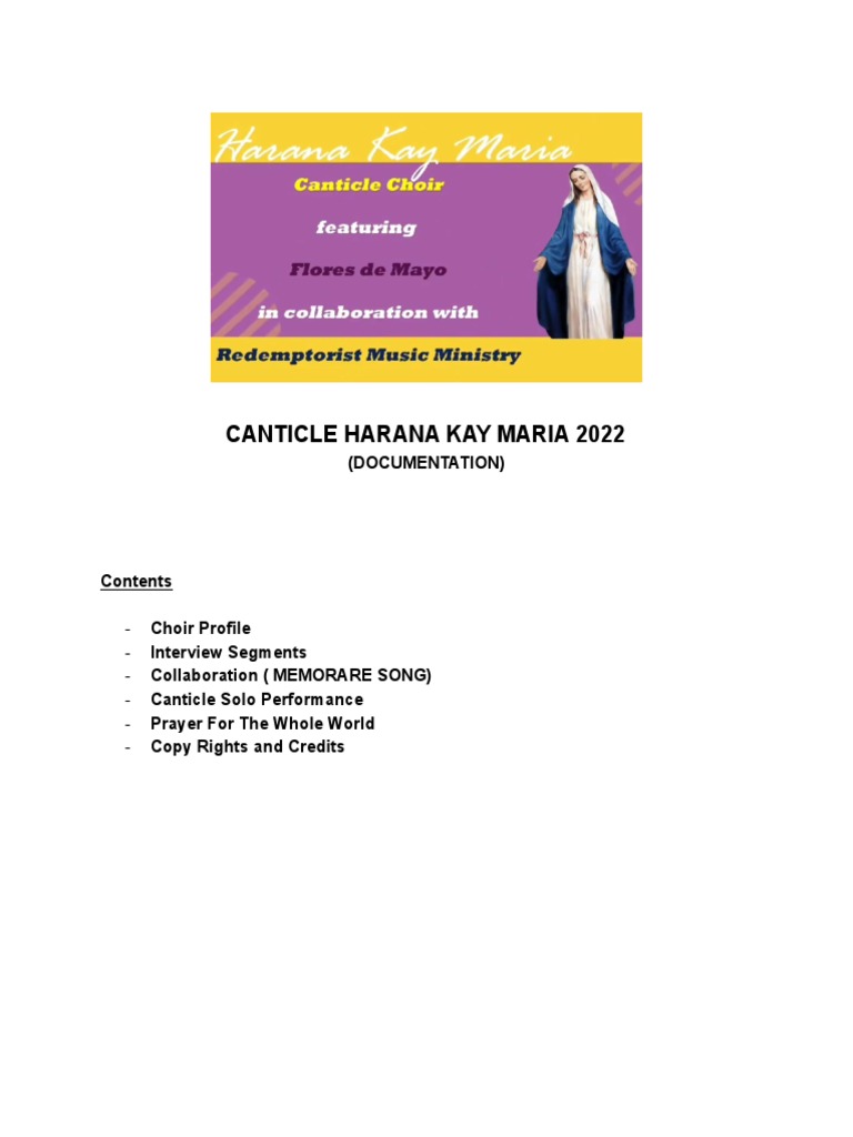 Canticle Harana Kay Maria Documentation | PDF | Mary, Mother Of Jesus