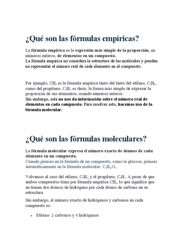 Definición de Fórmula Empírica | PDF | Estudios de idiomas extranjeros ...