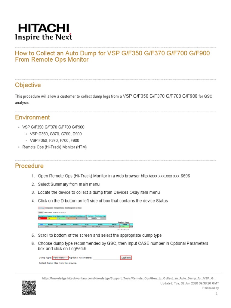 How To Collect An Auto Dump For VSP G - F350 G - F370 G - F700 G - F900 ...