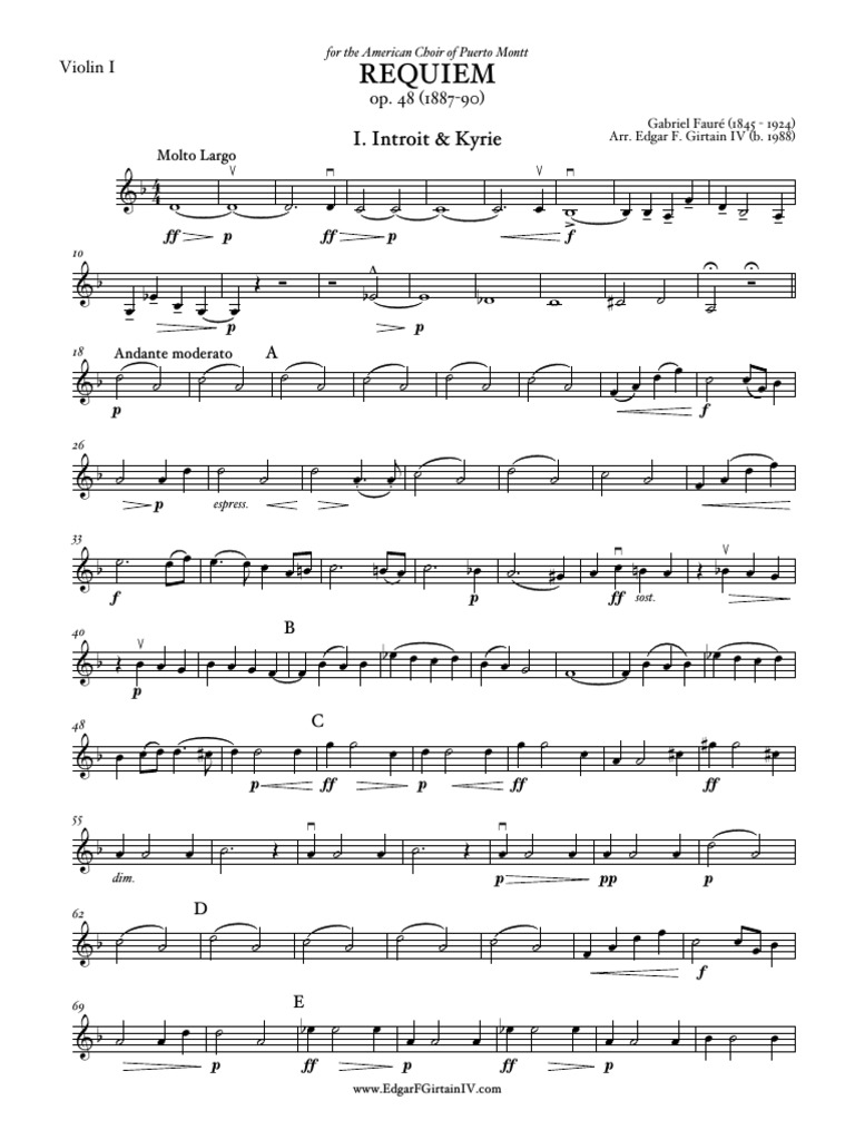 IMSLP527244-PMLP21398-Faure - Requiem - Violin 1-1 | PDF