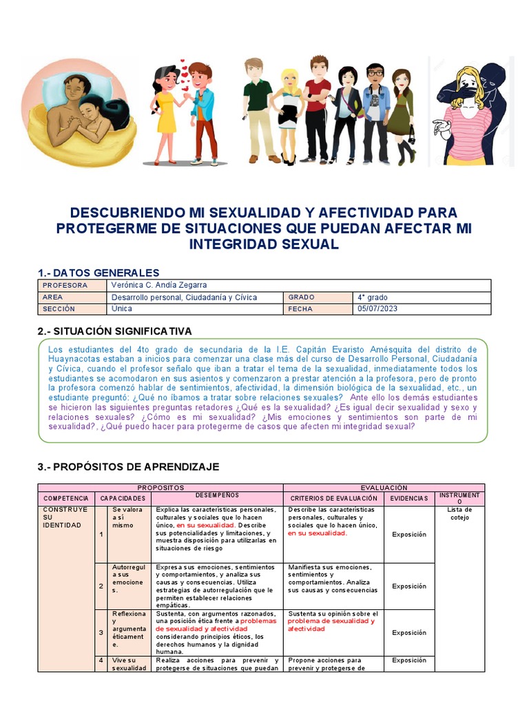Sesion DPCC Sexualidad 4 Grado | PDF | La sexualidad humana | Aprendizaje