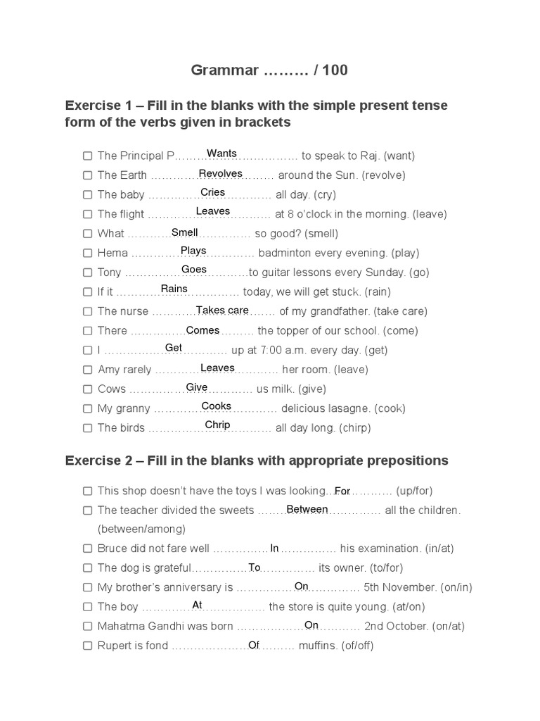 Grammar Exercises: Tenses and Forms | PDF