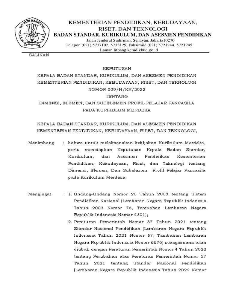 Profil Pelajar Pancasila Kurikulum Merdeka | PDF