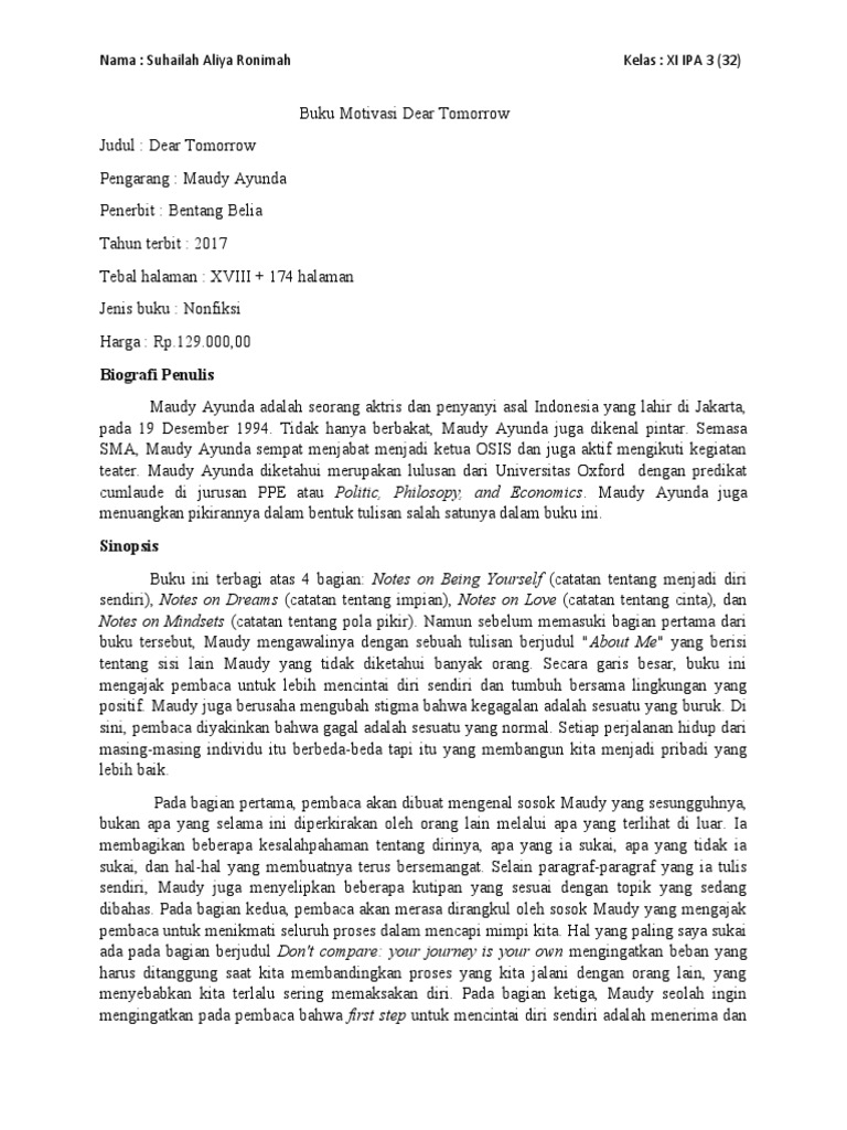 Resensi Buku Dear Tomorrow | PDF