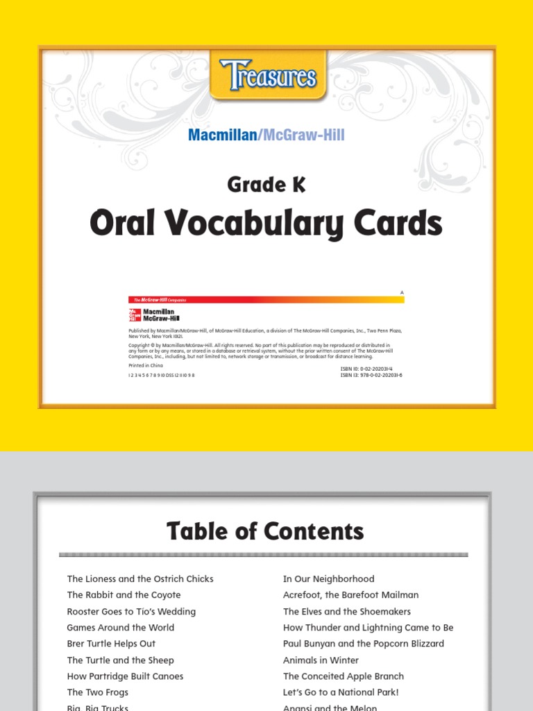 TREASURES Oral Vocabulary Cards GK-unlocked | PDF