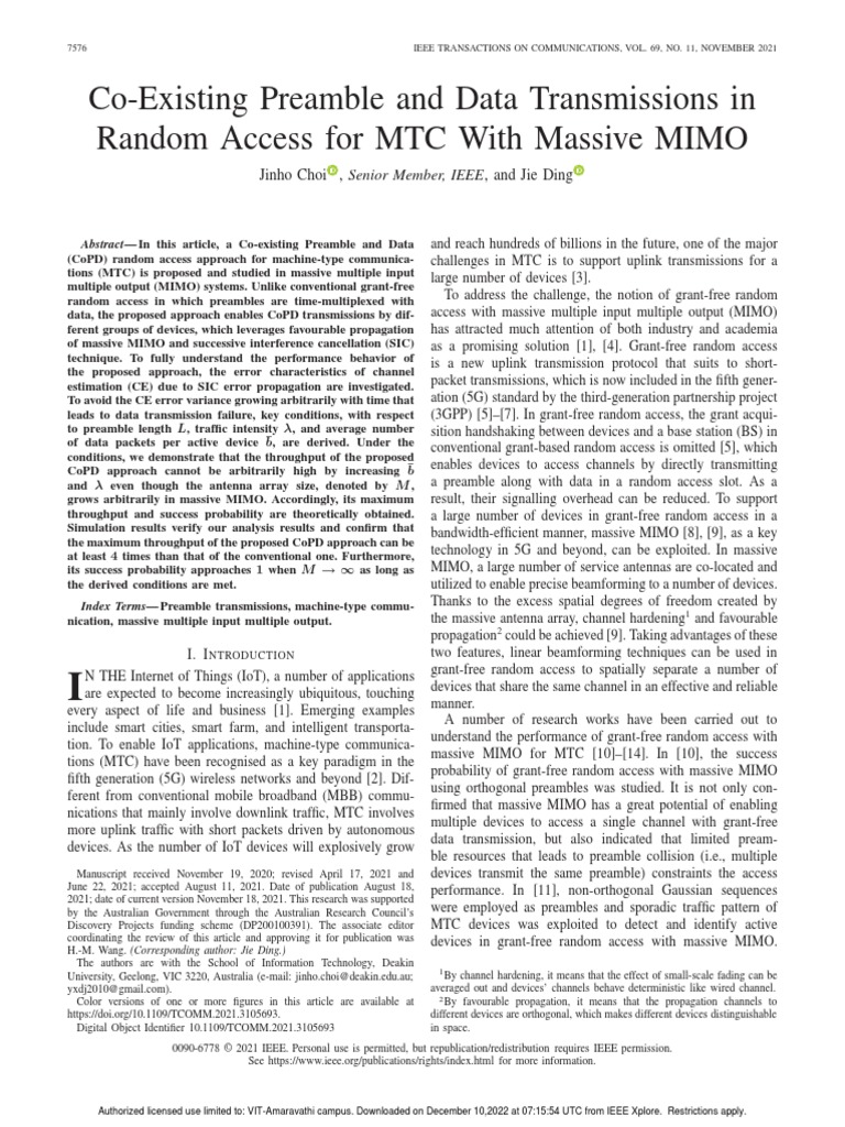 Co-Existing Preamble and Data Transmissions in Random Access For MTC ... Co-Existing Preamble and Data Transmissions in Random Access For MTC ...