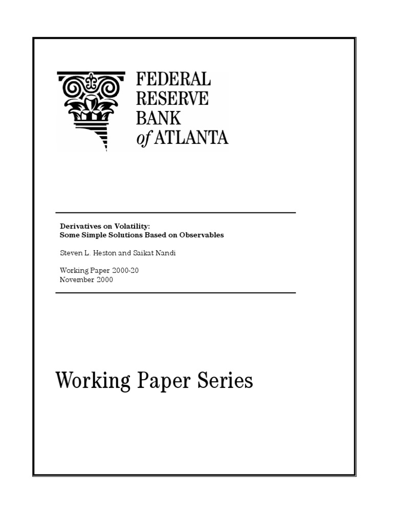 Working Paper Series: Derivatives On Volatility: Some Simple Solutions ...