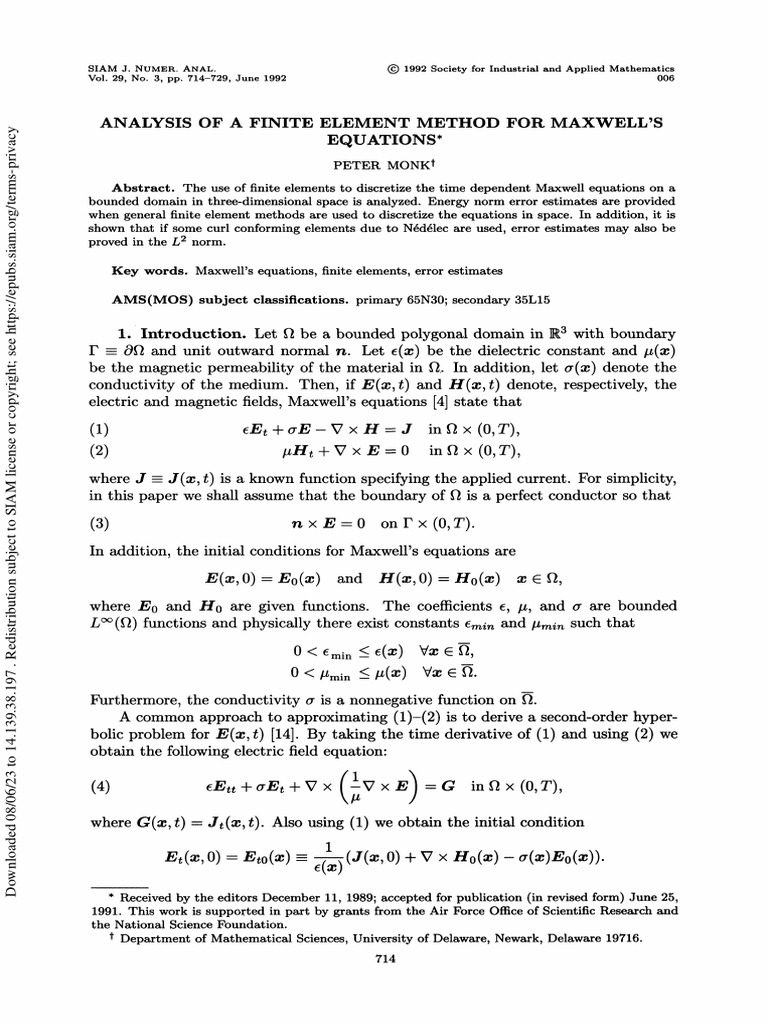Analysis of Afiniteelement Method For Maxwell's | PDF | Finite Element Method | Tetrahedron
