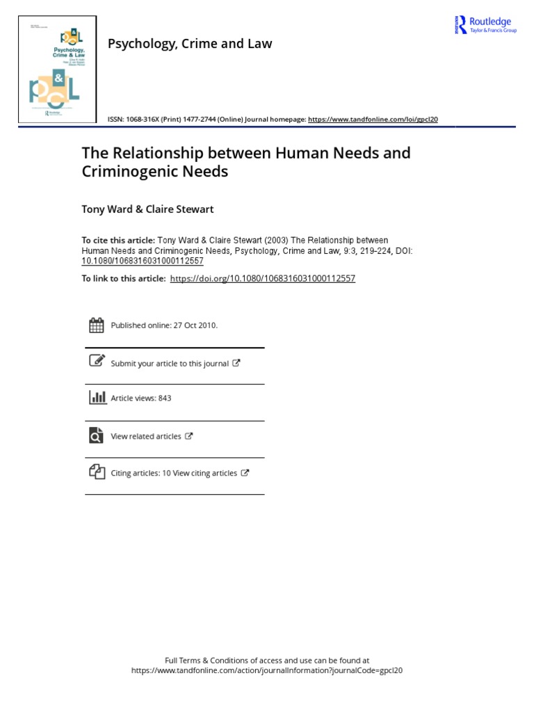 Human vs. Criminogenic Needs Explained | PDF | Theory | Risk