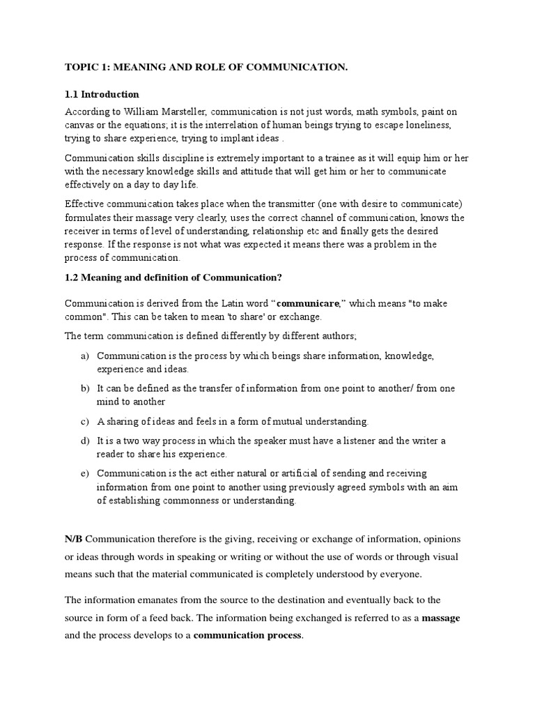 Communication Topic 1-4 | PDF