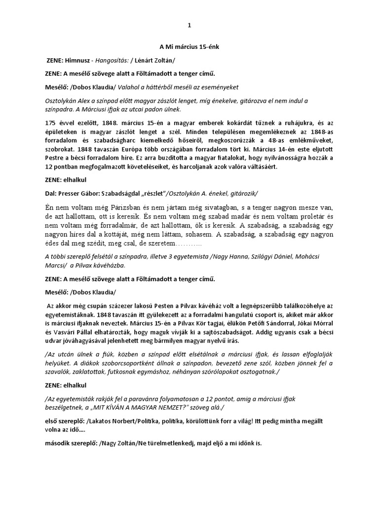 A Mi Március 15. Végleges | PDF