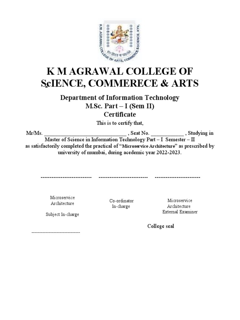 M.Sc. IT Microservices Practical Guide | PDF
