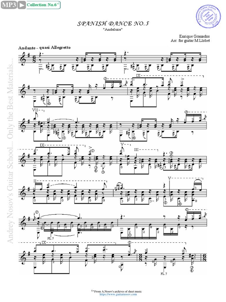 60 Spanish Dance No.5 E.granados | Download Free PDF | Sheet Music ...