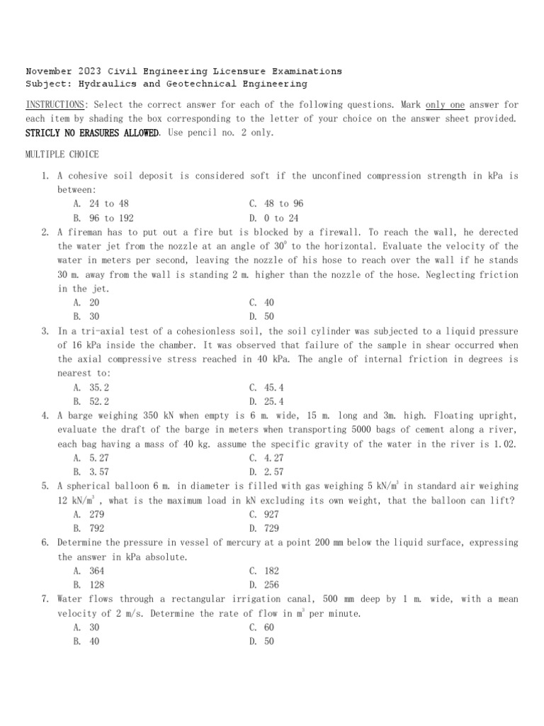 November 2023 CE Board Exam Questions | PDF