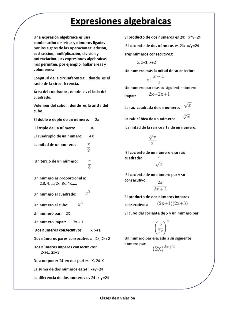 Expresiones Algebraicas | PDF