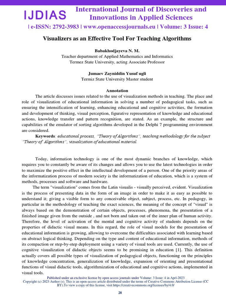 Visualizers As An Effective Tool For Teaching Algorithms | PDF Visualizers As An Effective Tool For Teaching Algorithms | PDF