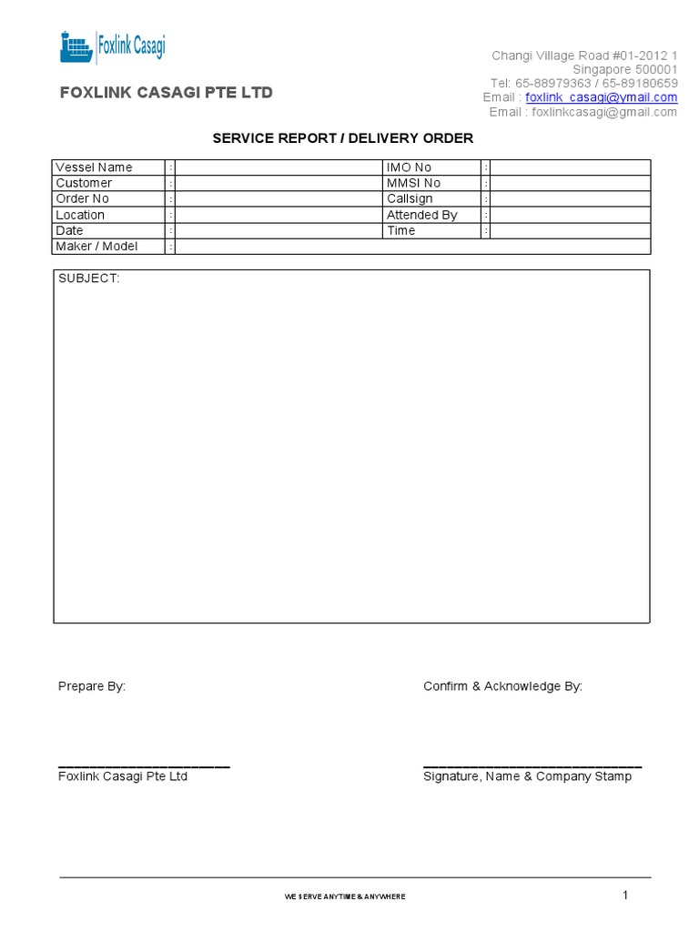 Foxlink Service Report. Template2 | PDF