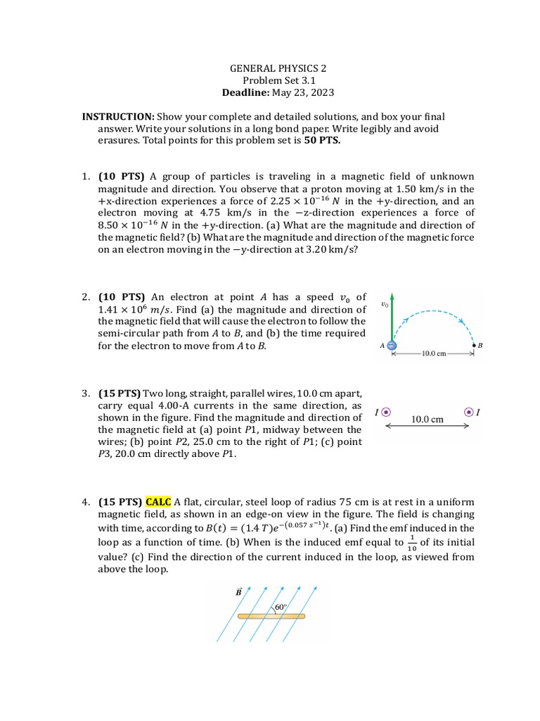 General Physics 2 Problem Set Solutions | PDF | Science & Mathematics
