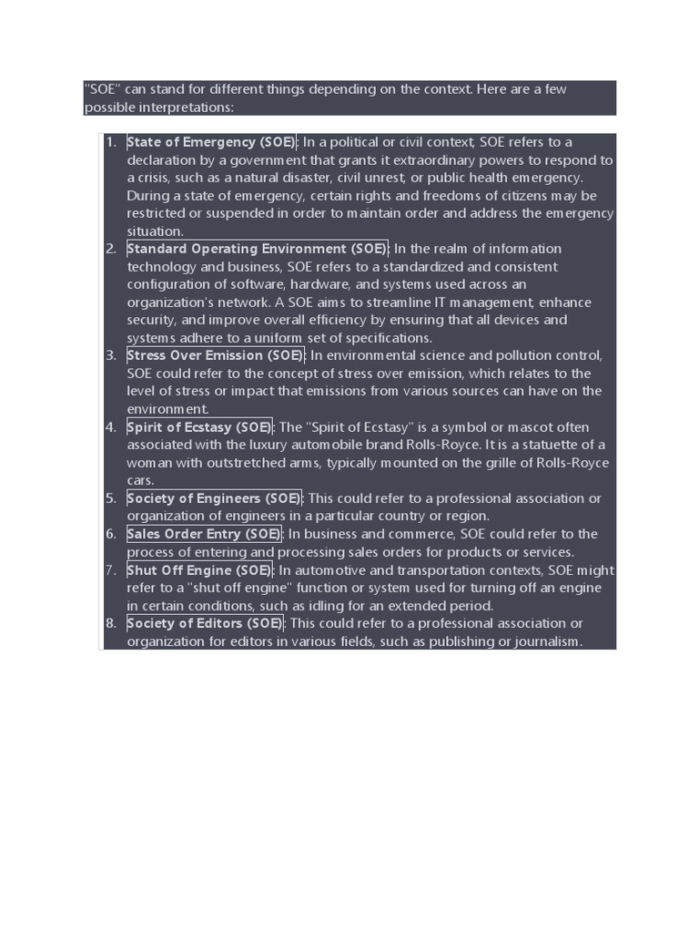 SOE | PDF
