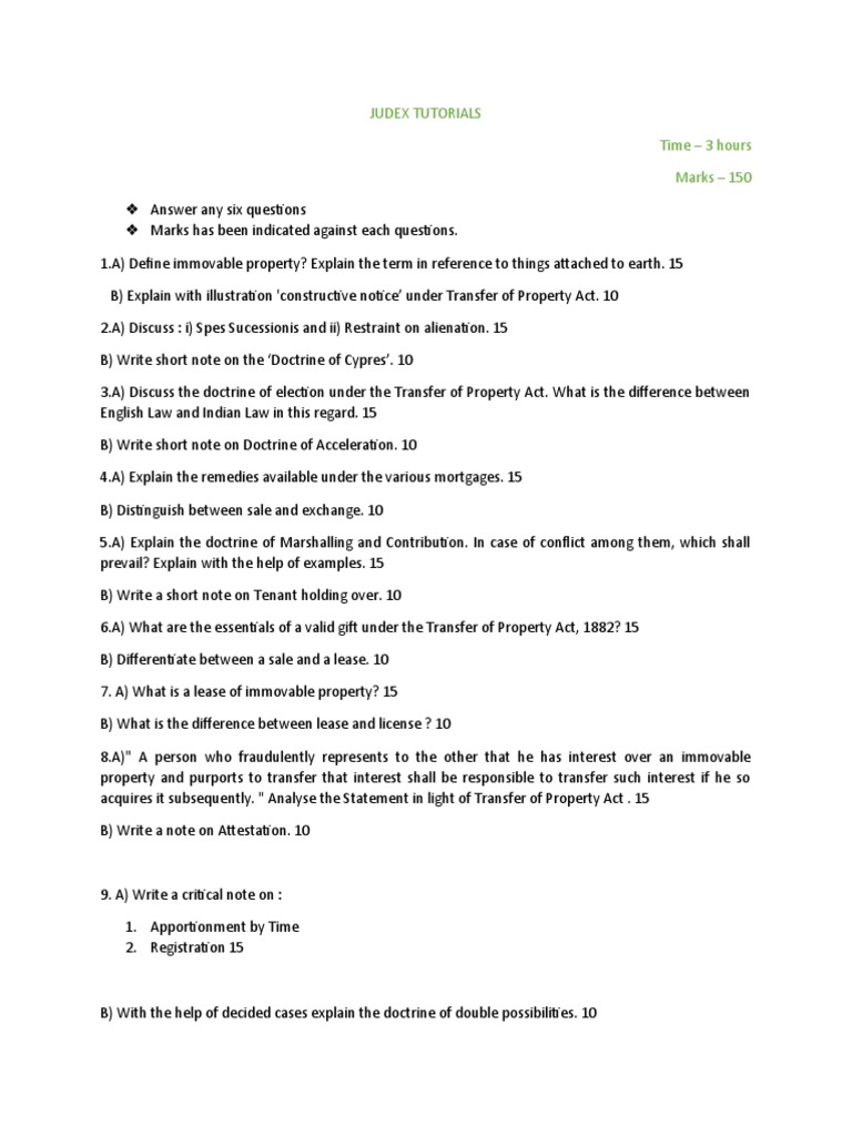 Judex Tutorials Time - 3 Hours Marks - 150 | PDF