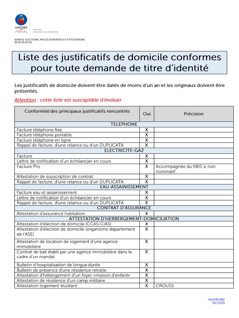 Justificatifs de Domicile | PDF